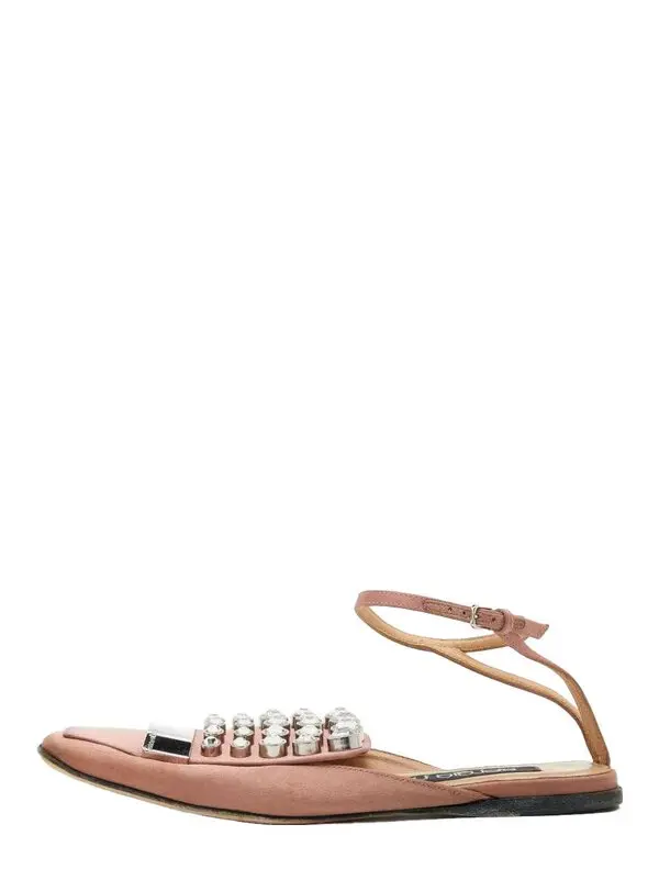 SERGIO ROSSI Embellished Ankle-strap Flat Sandals - Pink