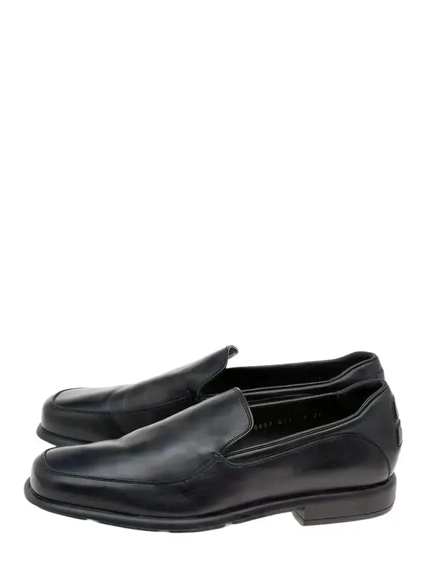 FERRAGAMO Leather Square Toe Slip-on Loafers - Black