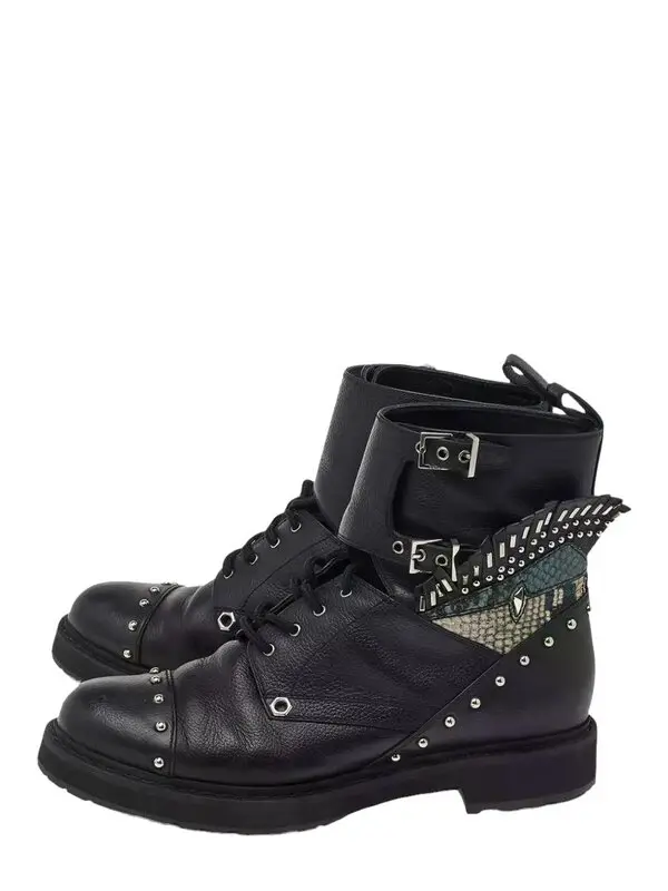 Fendi Buckled Python-embossed Ankle Boots - Black