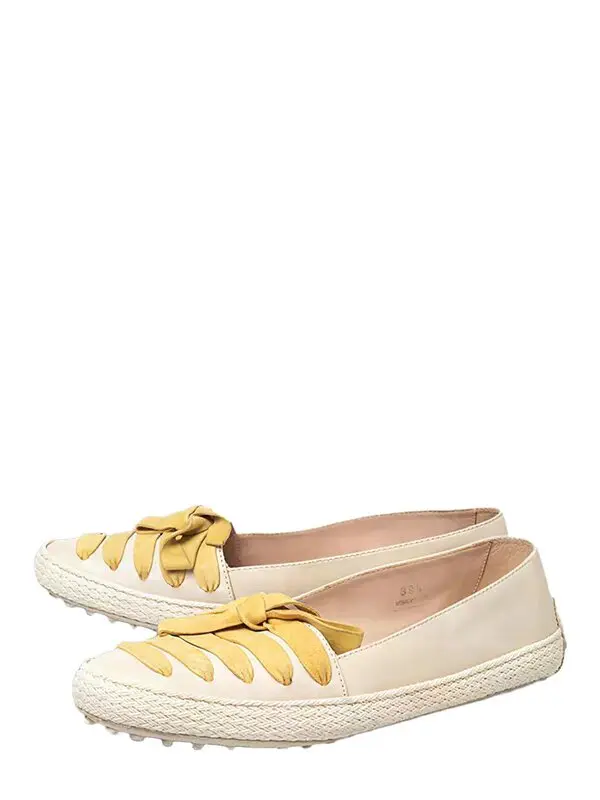TOD'S Bow Leather Ballet Flats - Neutrals