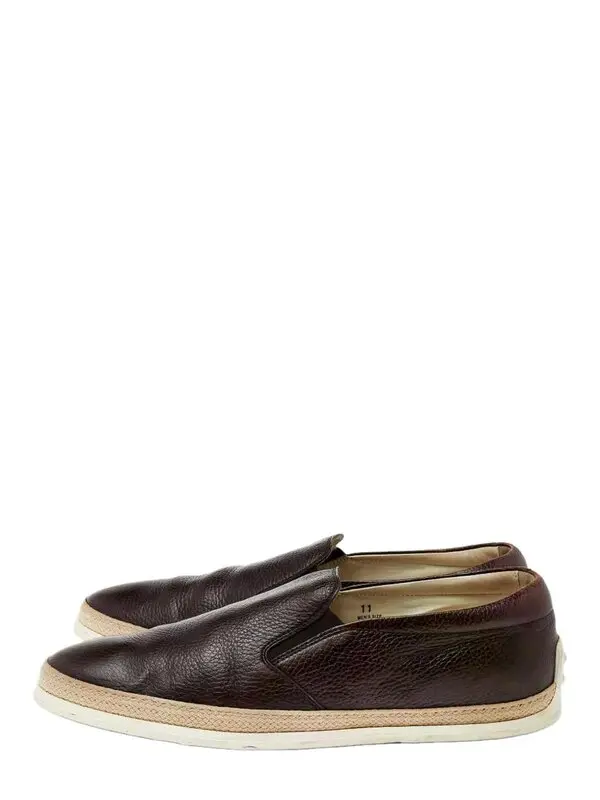 TOD'S Calf Leather Slip-on Sneakers With Jute Trim - Brown