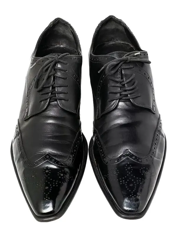 Dolce & Gabbana Leather Brogue Lace-up Derby Shoes - Black