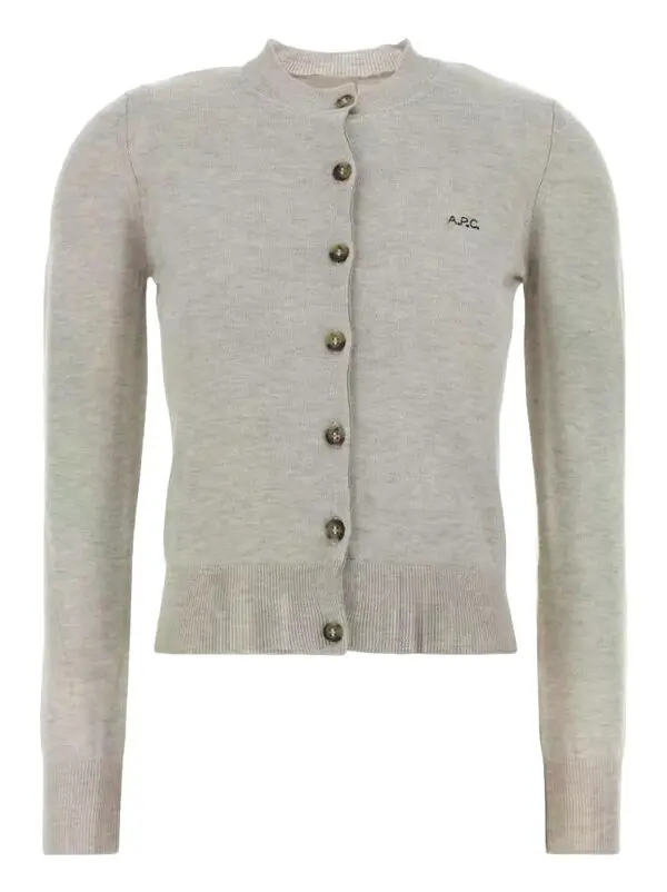 A.p.c. Rosa Logo-embroidered Cardigan - Grey