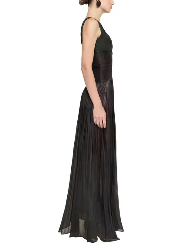 NISSA One-shoulder Plissé-effect Maxi Dress - Black