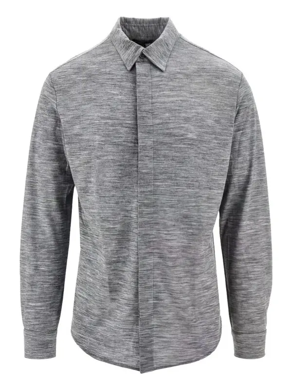 Emporio Armani Embroidered-logo Long-sleeve Shirt - Grey
