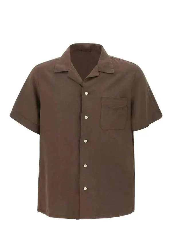 PERFECTION Short-sleeve Chest-pocket Shirt - Brown