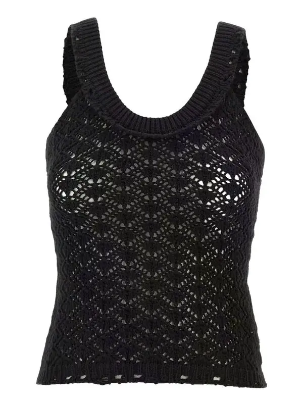 Blumarine Crochet Openwork Top - Black