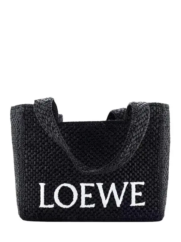 Loewe Logo Raffia Tote Bag - Black