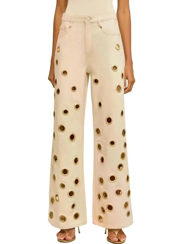 Cult Gaia Jaiden Eyelet Jeans - Neutrals