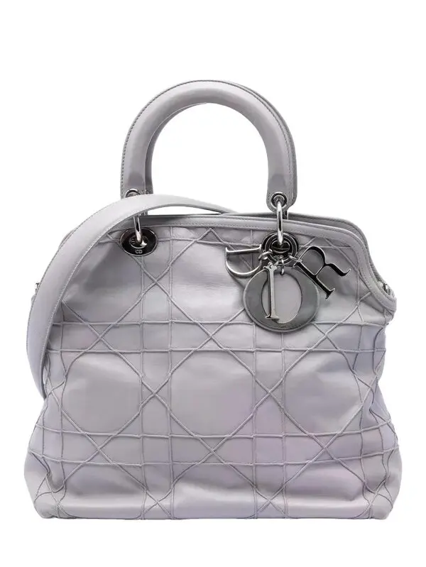 Dior Lambskin Cannage Polochon Granville Satchel - Grey