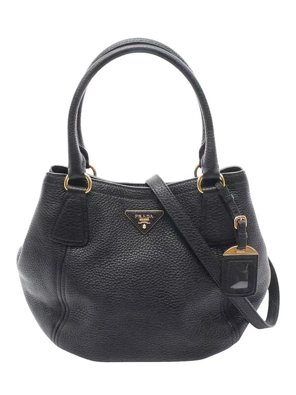Prada Vitello Daino Satchel - Black