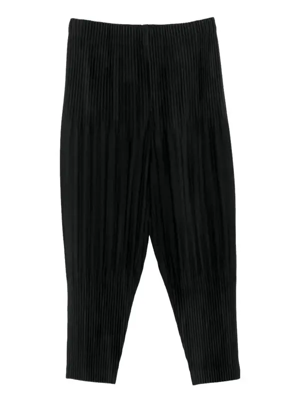 Issey Miyake Plissé Effect Tapered Cropped Trousers - Black