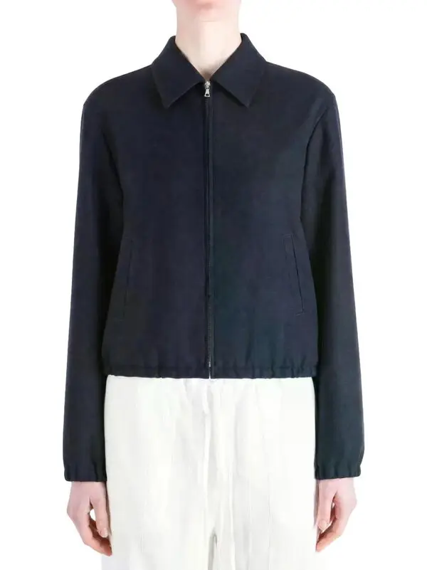 Auralee Zip-up Elasticated-hem Jacket - Blue