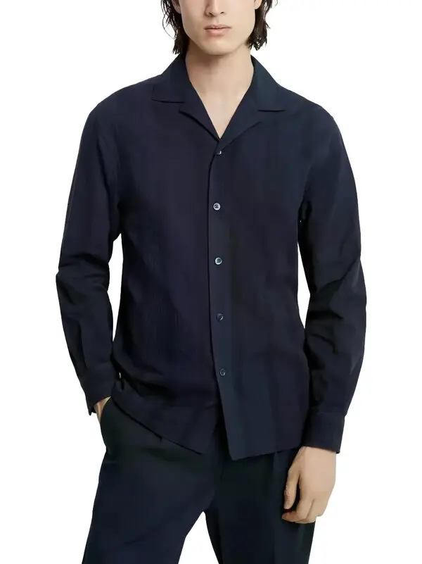 Brunello Cucinelli Jacquard-weave Long-sleeve Shirt - Blue