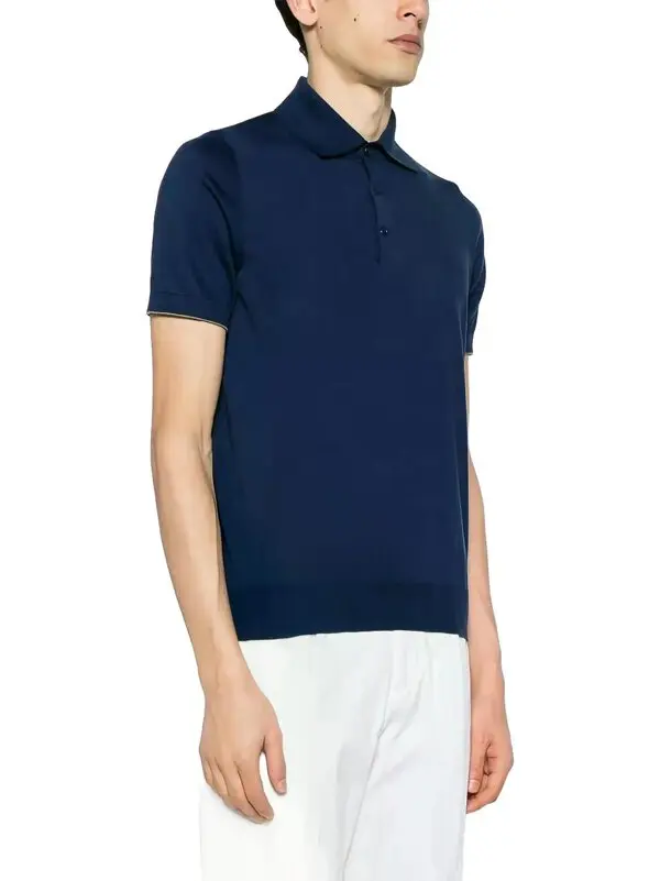 Brunello Cucinelli Short-sleeve Knitted Polo Shirt - Blue