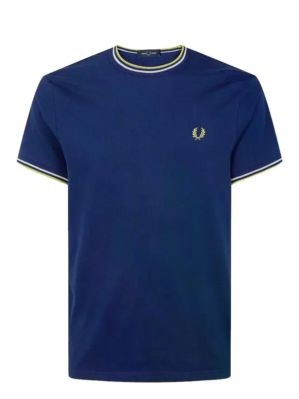 Fred Perry Embroidered-logo Twin-tipped T-shirt - Blue