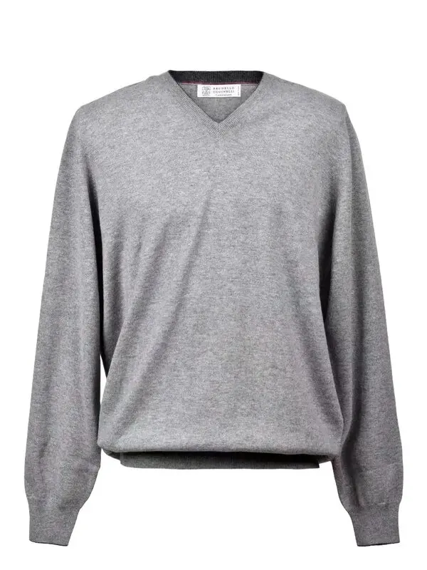 Brunello Cucinelli V-neck Cashmere Sweater - Grey