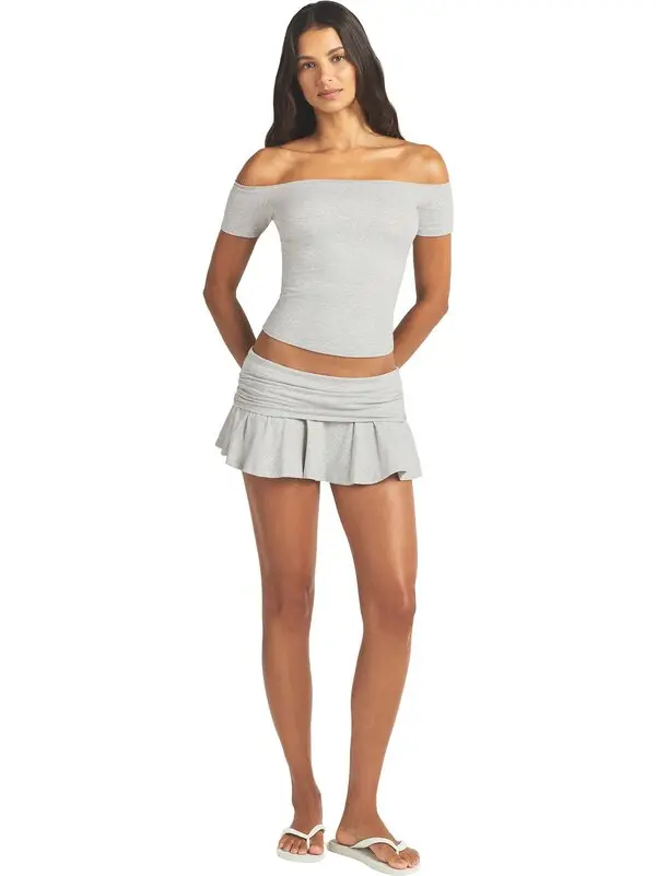 SKIMS Cotton Jersey Foldover Mini Skort - Light Heather Grey