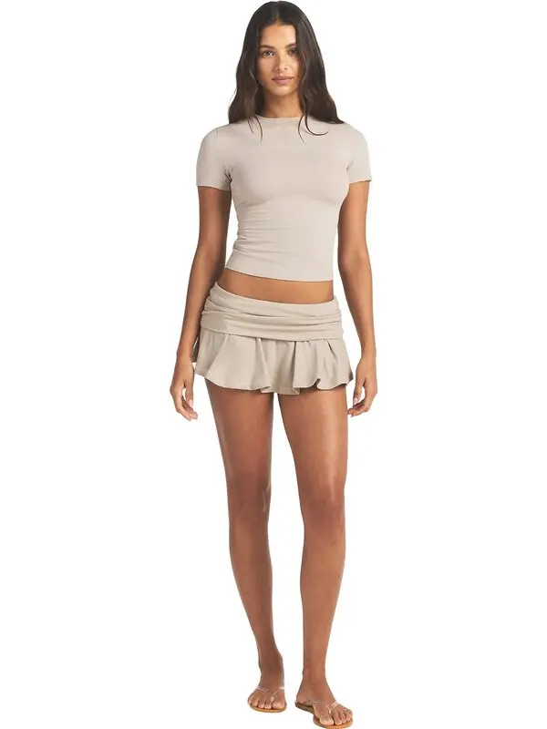 SKIMS Cotton Jersey Foldover Mini Skort - Stone