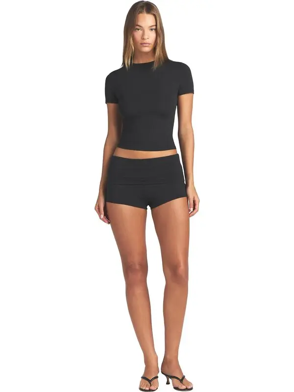SKIMS Foldover Short Cotton Jersey - Soot