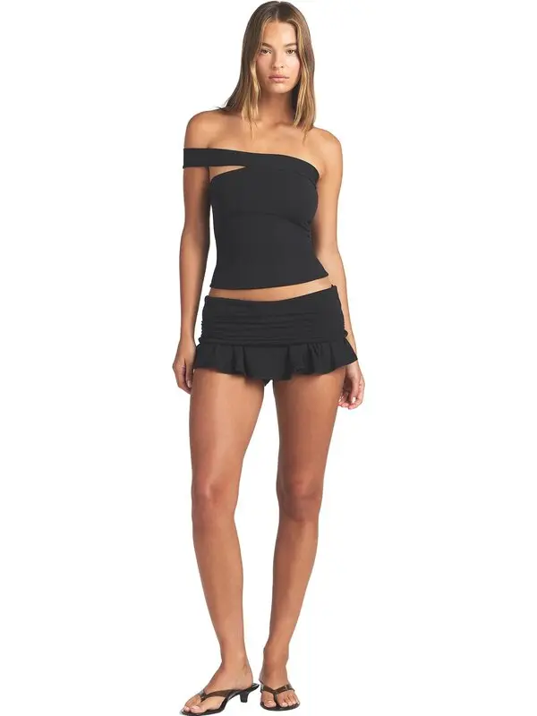 SKIMS Cotton Jersey Asymmetrical Top - Soot