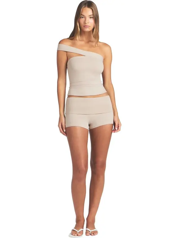 SKIMS Asymmetrical Top In Cotton Jersey - Stone