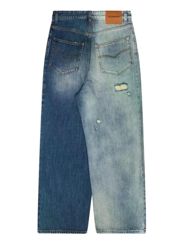 Vetements Distressed Wide Leg Jeans - Blue