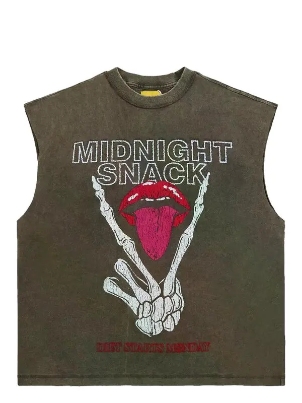 DIET STARTS MONDAY Graphic-print Sleeveless T-shirt - Black