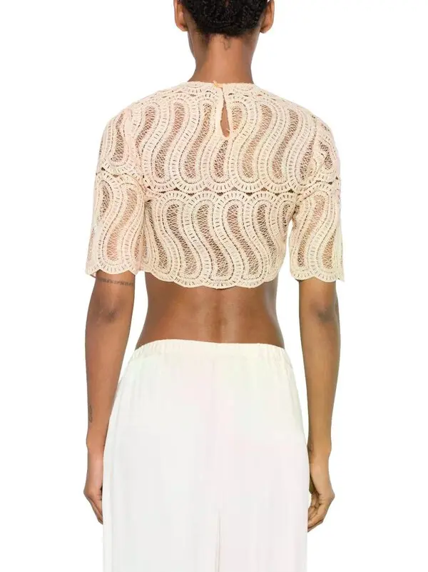 Raquel Diniz Guipure Lace Cropped Top - Orange