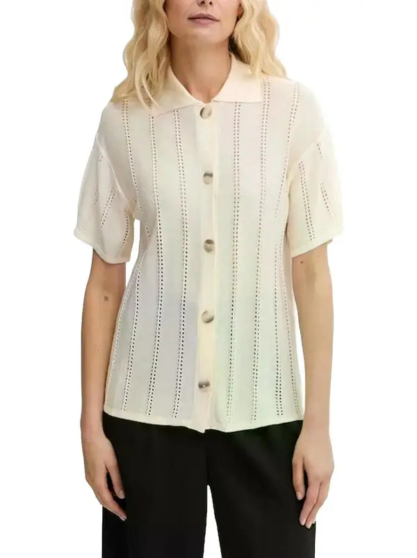 Marella Pointelle-knit Button-down Shirt - Neutrals