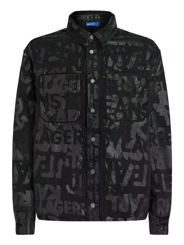 Karl Lagerfeld All-over Logo Denim Overshirt - Black