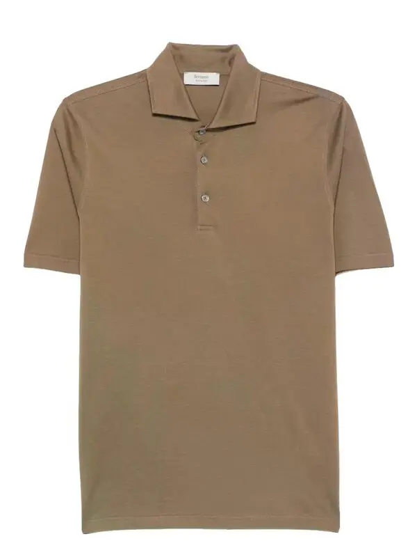 FERRANTE Piqué Polo Shirt - Brown