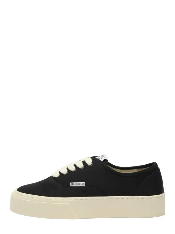 ANNIE HOOD Lace Up Canvas Sneakers - Black
