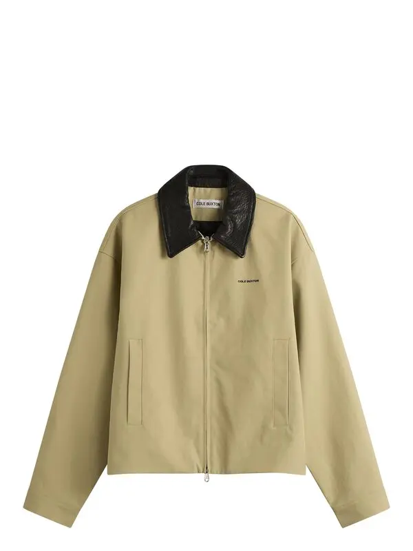 COLE BUXTON Leather Collar Cottom Overshirt - Sand