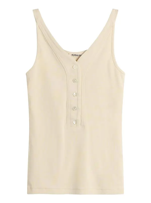 Auralee Organic Cotton Fine Rib Tank Top - Ivory