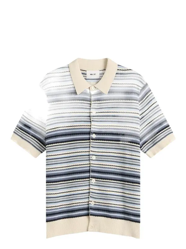 Nn07 Nolan Striped Polo Cardigan - Navy Multi