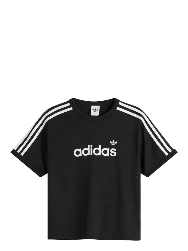 Adidas Perforated Mesh T-shirt With Printed Branding - Black/white