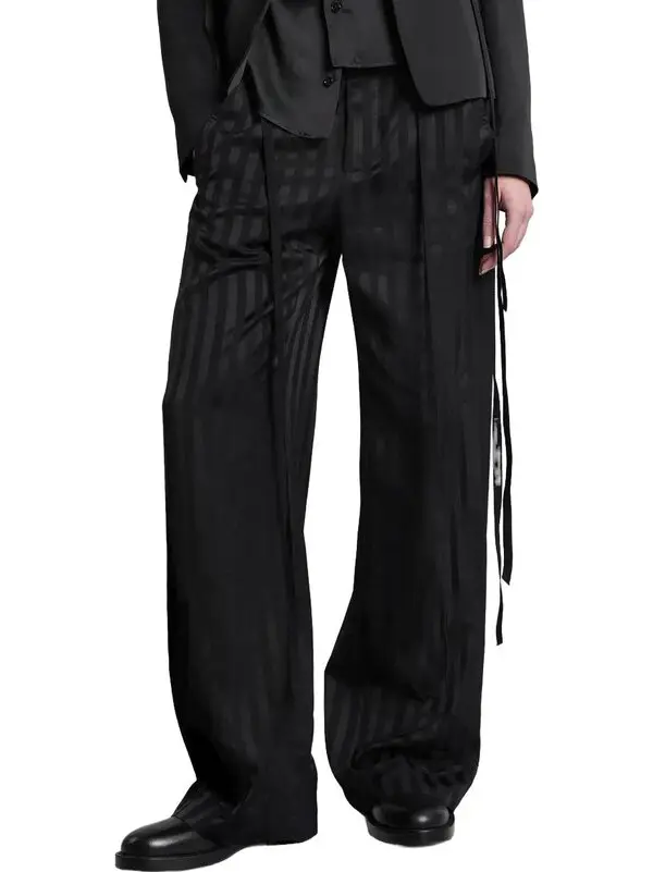 ANN DEMEULEMEESTER Stripe Pattern Trousers - Black
