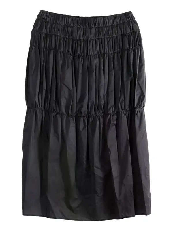 AMOMENTO Shirred Tiered Skirt - Black