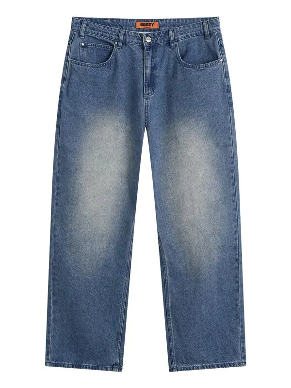 BUTTER GOODS Drummer Baggy Denim Jeans - Stone Wash Blue