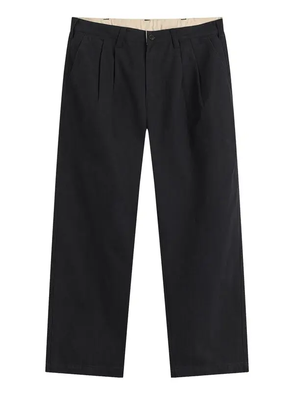 BUTTER GOODS Pleated Wide Leg Trousers - Washed Black