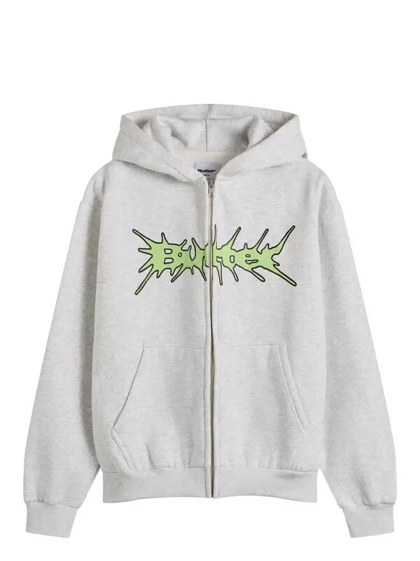 BUTTER GOODS Nail Logo Zip Hoodie - Ash