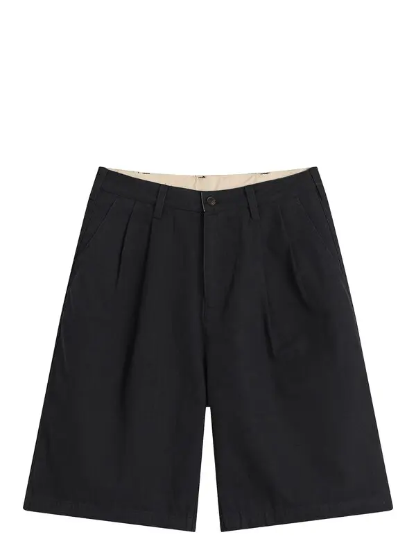BUTTER GOODS Pleated Cotton Twill Shorts - Washed Black