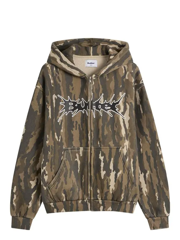BUTTER GOODS Nail Logo Zip Hoodie - Frog Camo