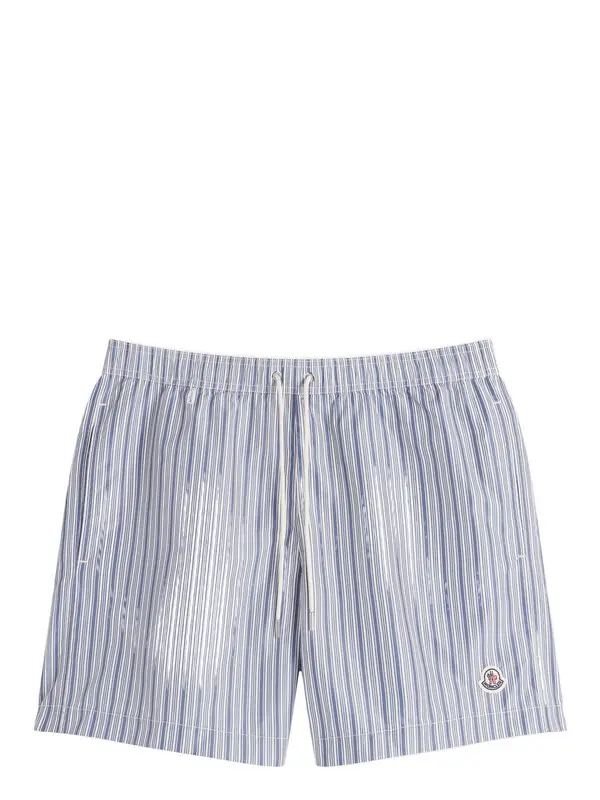 Moncler Striped Drawstring Swim Shorts - White Blue