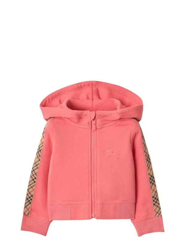 Burberry Check Trim Cotton Zip Hoodie - Pink