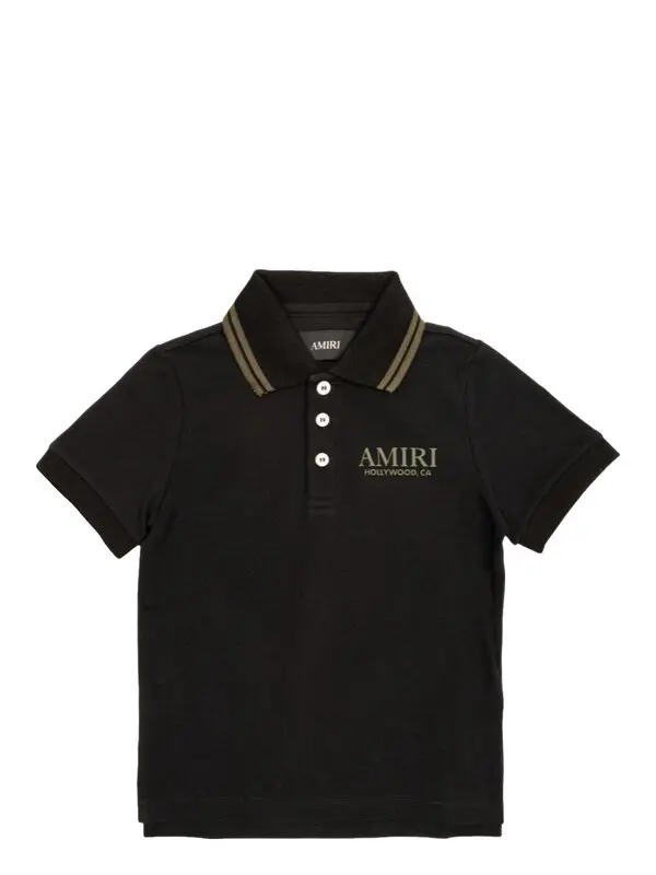 Amiri Striped-trim Logo Polo Shirt - Black