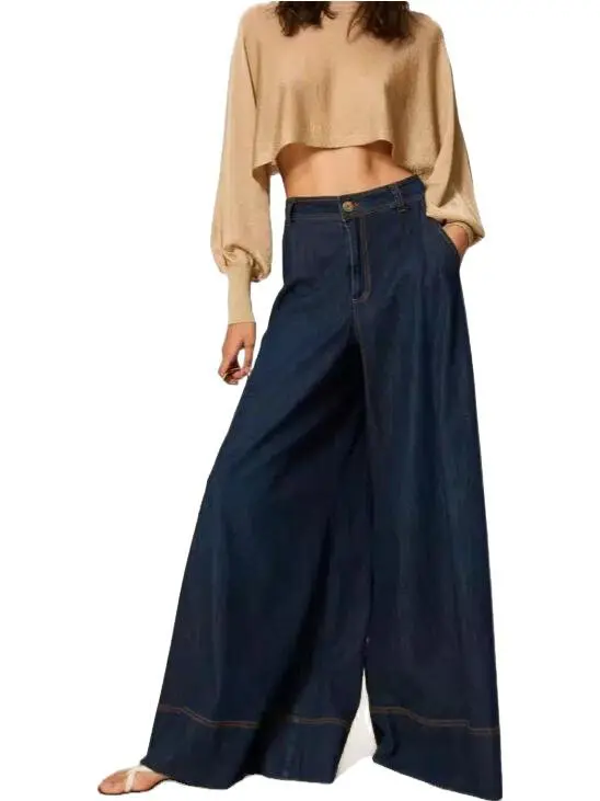 TWINSET Cropped Crewneck Knitted Top - Nude