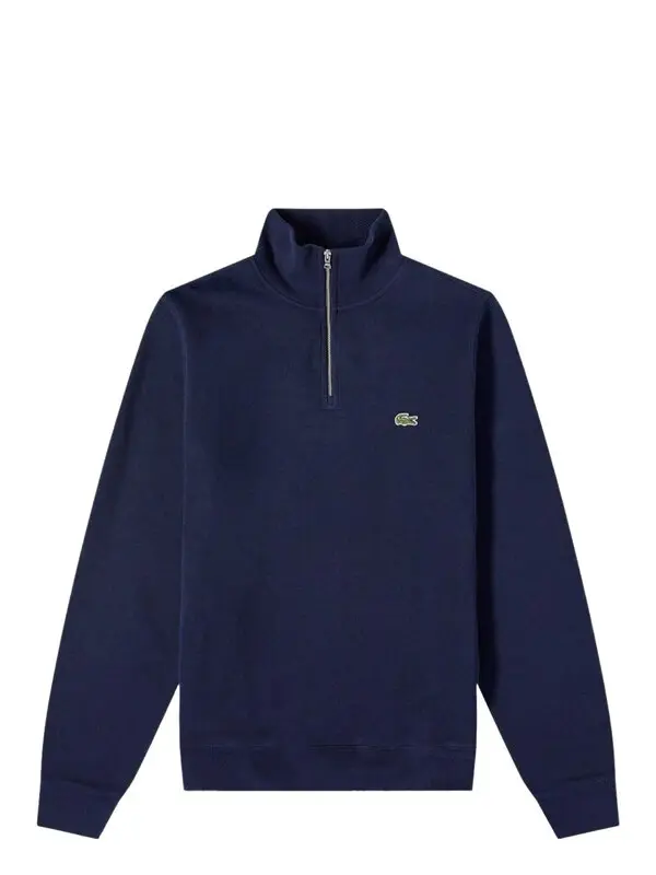 Lacoste Ribbed Quarter Zip Sweater - Navy Blue
