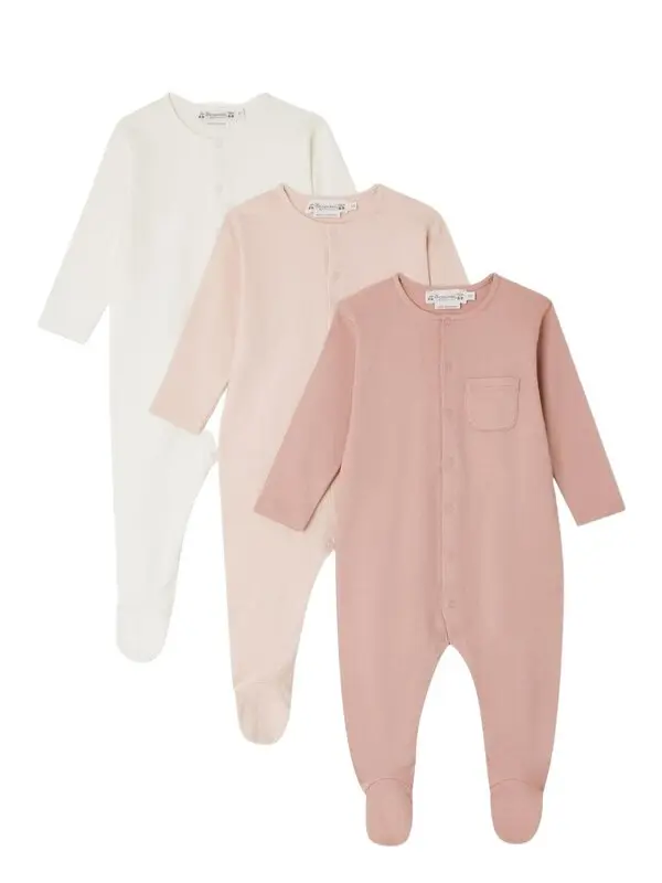 Bonpoint Long Sleeve Cotton Babygrow Set - Faded Pink